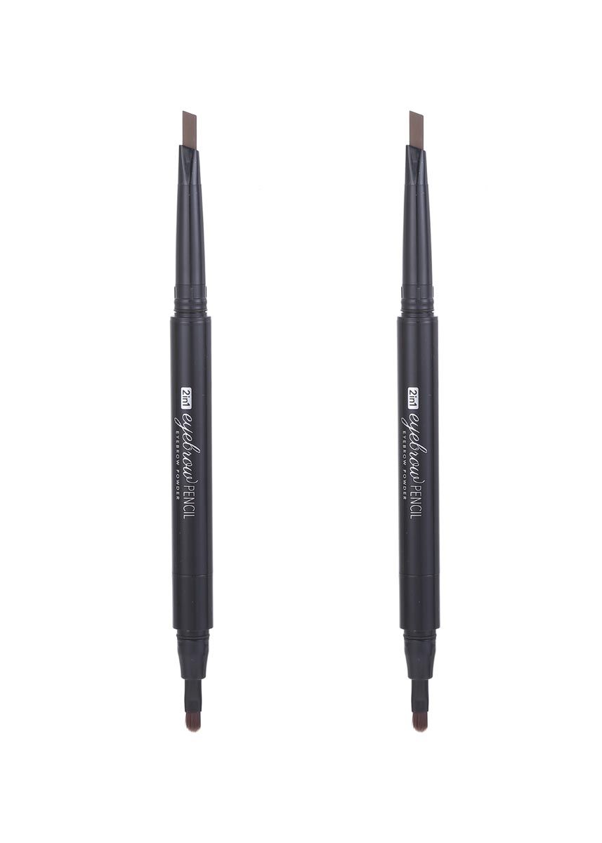 2 in 1 Eyebrow pencil +Eyebrow Powder (04 Light Coffee) - MINISO